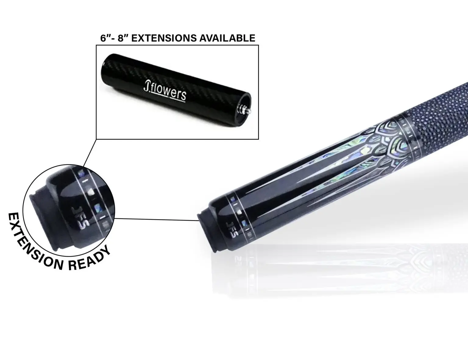 The Jf20-23 Pool Cue from JFlowers Cues & Cases has a unique design