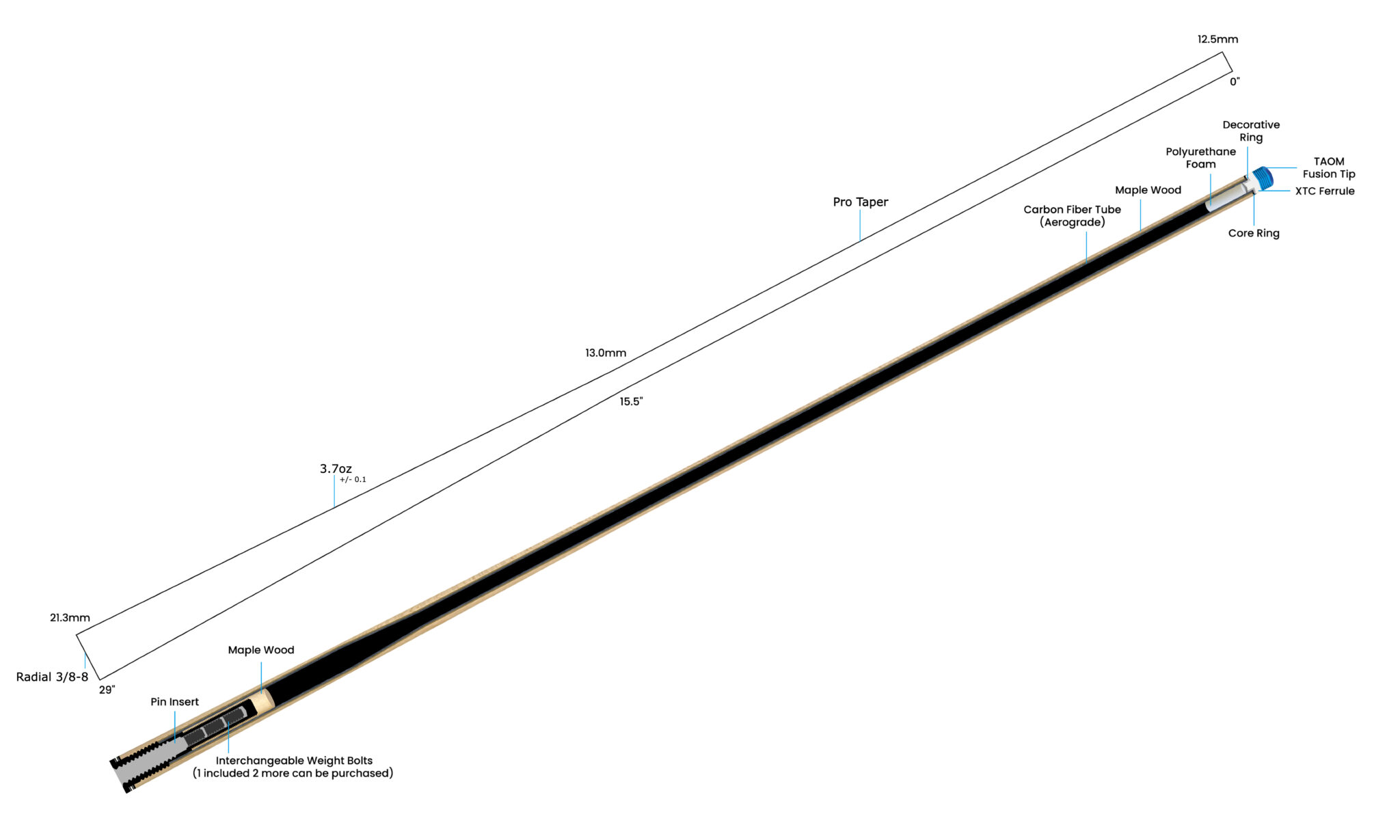 S.M.O. Wood Shaft - JFlowers Cues & Cases